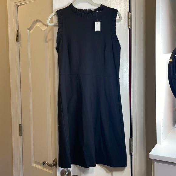 LOFT | Dresses | Loft Black Ponte Dress With Ruffle Trim | Poshmark